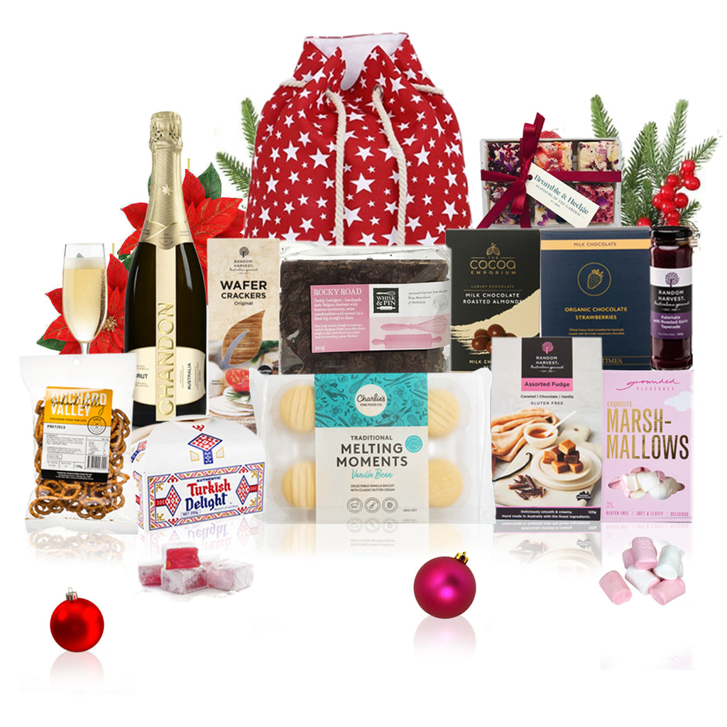 Christmas Chandon Santa Sack Gift Hamper with Wine and Gourmet Treats ...